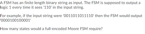 Solved A FSM Has An Finite Length Binary String As Input Chegg Com