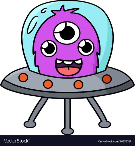 Ufo Alien Space Cartoon Colored Clipart Royalty Free Vector