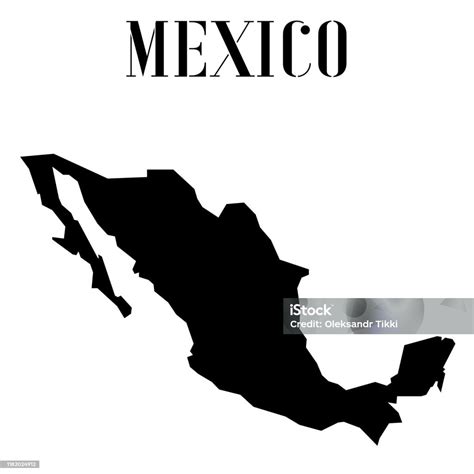 멕시코 솔리드 국가 윤곽선 실루엣 고립 된 개체와 텍스트와 배경에 기호와 흑백 벡터 그림 세계지도 국가 설정에서 가정 생활에 대한 스톡 벡터 아트 및 기타 이미지 Istock