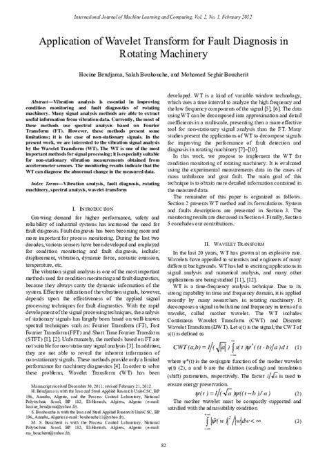 Pdf Application Of Wavelet Transform For Fault Diagnosis In Rotating
