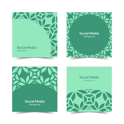간단하고 현대적인 밝은 녹색 자연 광장 평면 소셜 미디어 배경 프리미엄 벡터