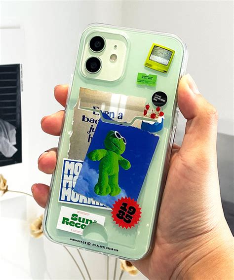 [투명카드케이스💳] 475 Vintage Club 개구리 투명카드포켓 카드 수납 디자인 젤리 투명 케이스 아이폰 에이블리