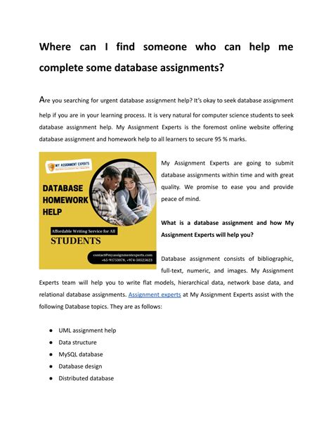 ppt where can i find someone who can help me complete some database assignments powerpoint