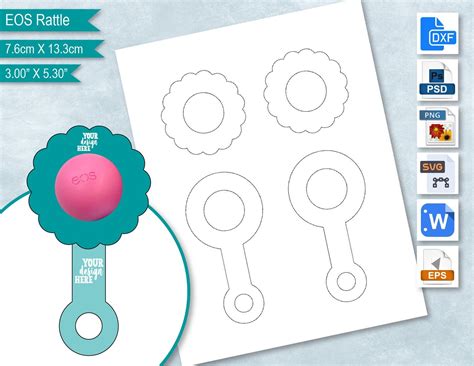 Eos Rattle Card Blank Template Sublimation Lipbalm Holder Customize