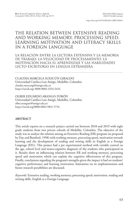 pdf the relation between extensive reading and working memory