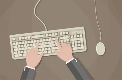 User Hands On Keyboard And Mouse Of Computer Stock Vector Illustration Of Notebook Flat