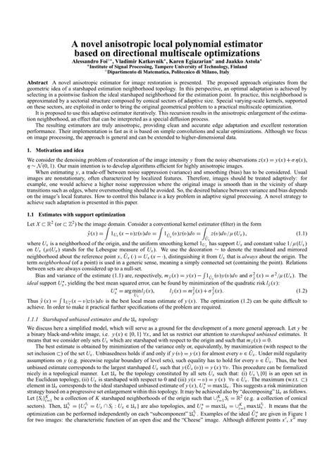 Pdf A Novel Anisotropic Local Polynomial Estimator Based On Directional Multiscale Optimizations