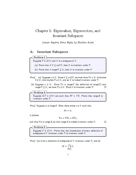 Chapter 5 Linear Algebra Chapter 5 Eigenvalues Eigenvectors And Invariant Subspaces