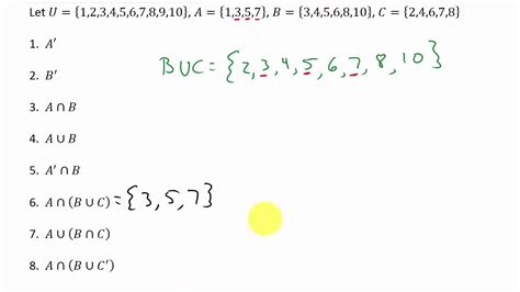 Union And Intersection Of Sets Worksheet