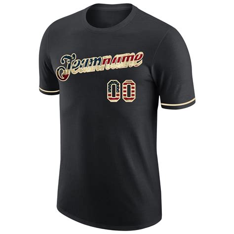 Custom Black Vintage Usa Flag Cream T Shirt