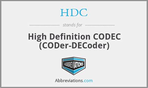 What Is The Abbreviation For High Definition Codec Coder Decoder