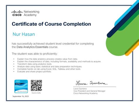 Nur Hasan On Linkedin Dataanalytics Certificationachieved Cisco