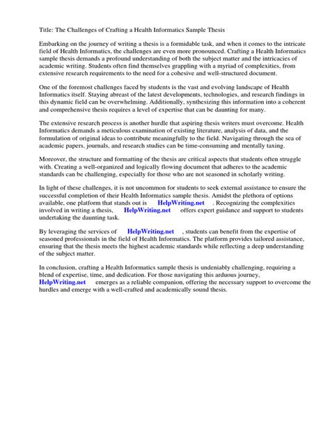 Health Informatics Sample Thesis Pdf Health Informatics Electronic Health Record