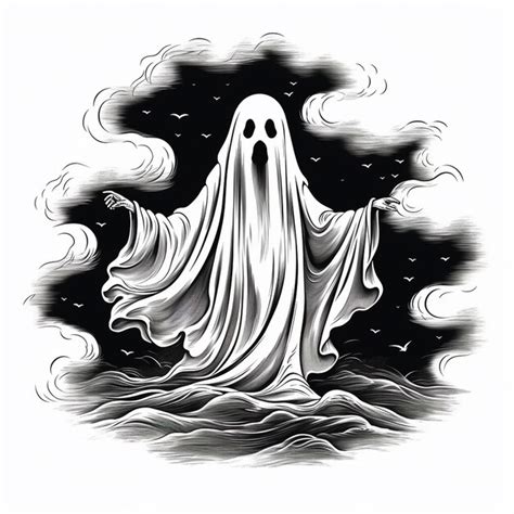 Premium Ai Image Flat Ghost Art For Halloween Ghostly Flair