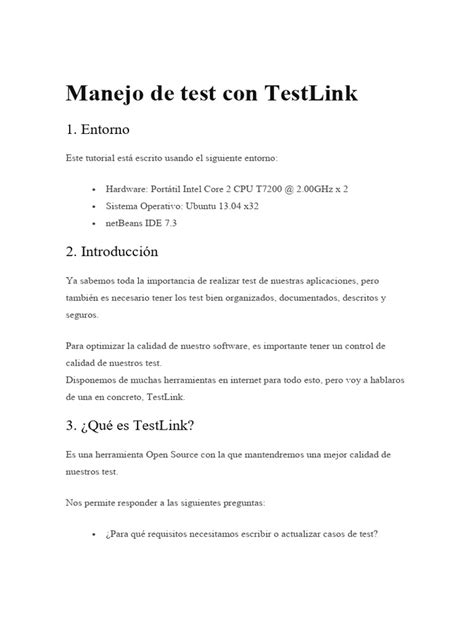 Tutorial Testlink Pdf Php Software Del Sistema