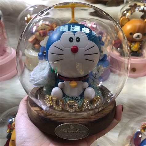 Doraemon Preserved Rose Floral Dome Xiao Ding Dang Gardening Flowers And Bouquets On Carousell