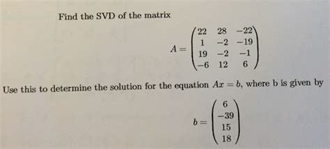Solved Find The SVD Of The Matrix A 22 1 19 6 28 2 2 Chegg Com