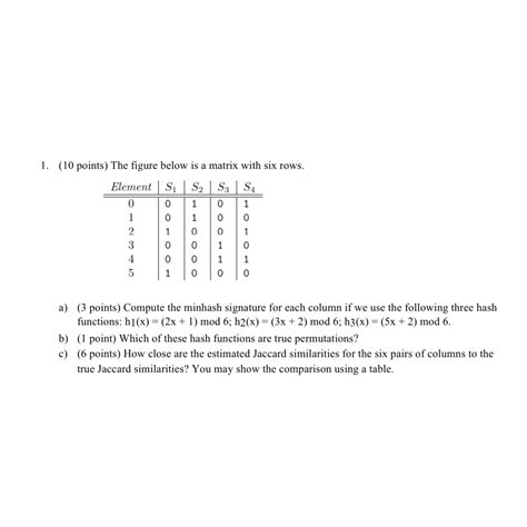 Solved 10 ﻿points ﻿the Figure Below Is A Matrix With Six