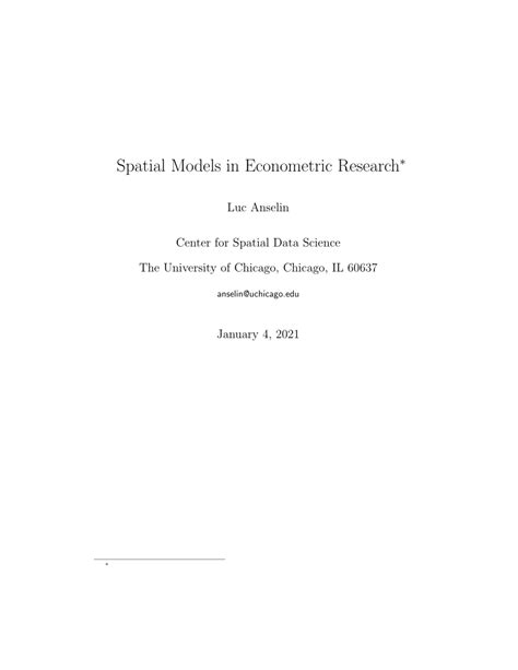 Pdf Spatial Models In Econometric Research