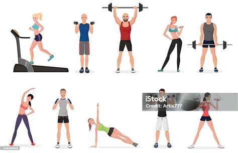 아령 바벨 및 피트니스 도구로 설정된 스포츠 체육관 사람들 남자에 대한 스톡 벡터 아트 및 기타 이미지 남자 단일 객체 덤벨 Istock