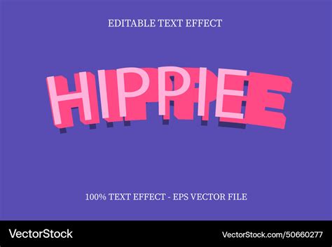 Hippie D Text Effect Modern Style Royalty Free Vector