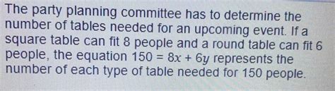 Solved The Party Planning Committee Has To Determine The Number Of Tables Needed For An
