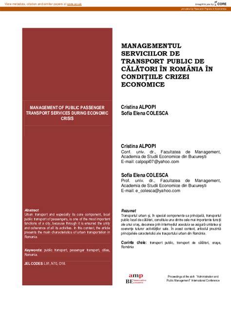 Pdf Management Of Public Passenger Transport Services During Economic Crisis