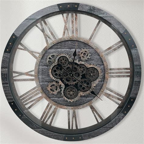 Dorboker 30 Large Wall Clock Moving Gearsoversized Industrial Rustic
