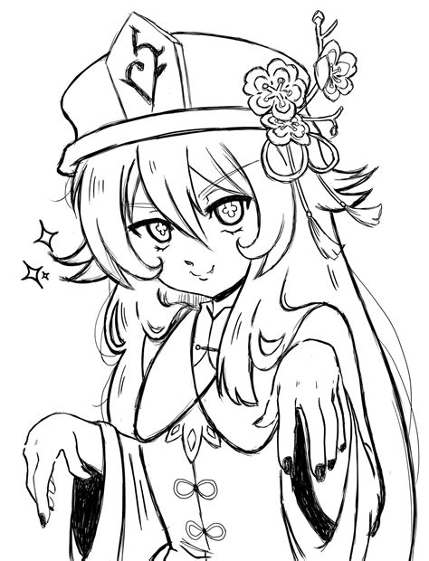 Genshin Impact Coloring Pages Hu Tao