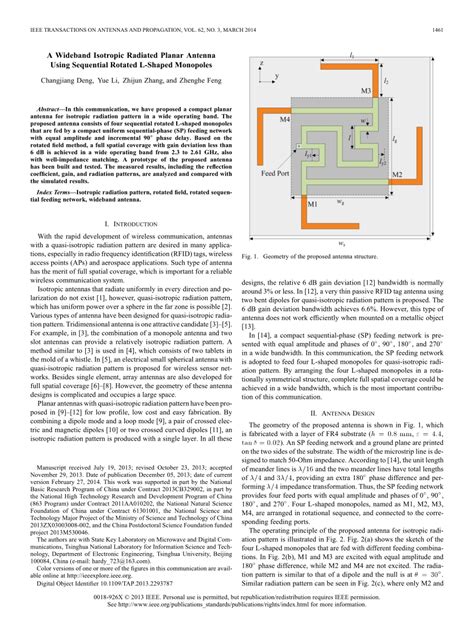 Pdf A Wideband Isotropic Radiated Planar Antenna Using Sequential Rotated L Shaped Monopoles