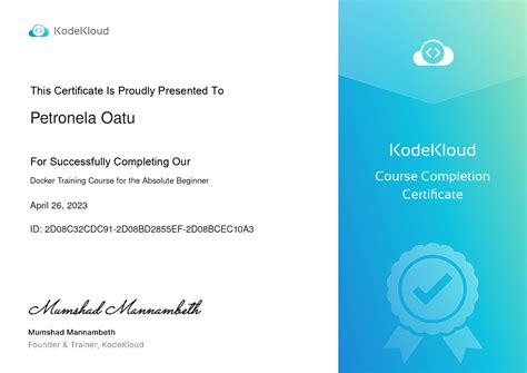 Docker Training Course For The Absolute Beginner Certificate Kodekloud