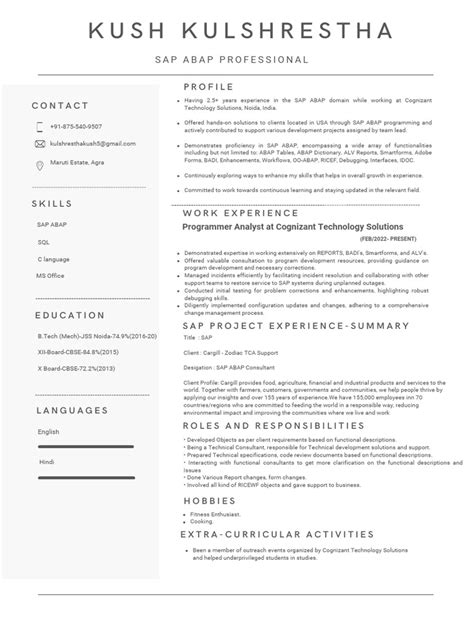 Kush Kulshrestha Sap Abap 25 Years Pdf Consultant Computing