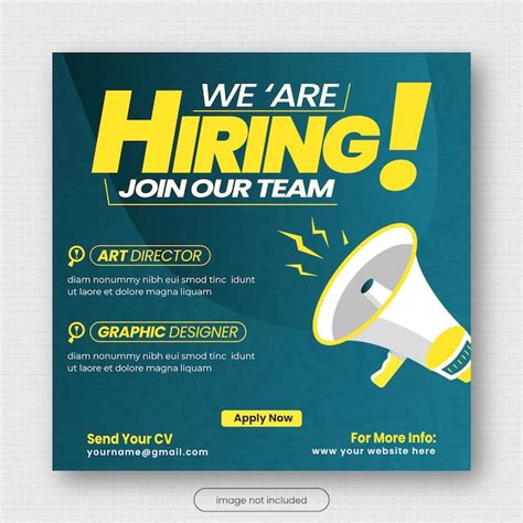 우리는 직업 공석 소셜 미디어 포스트 배너 디자인 템플릿을 고용하고 있습니다 프리미엄 벡터