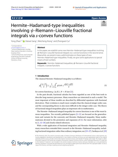Pdf Hermite Hadamard Type Inequalities Involving ψ Riemann Liouville Fractional Integrals Via