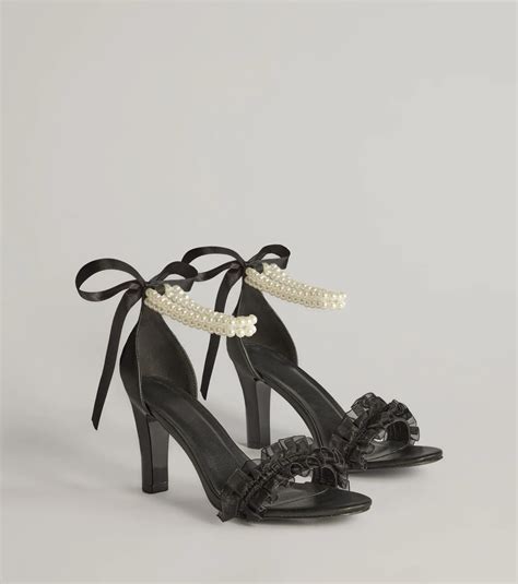 Chic Touch Pearl Strap Bow Stiletto Heels And Windsor