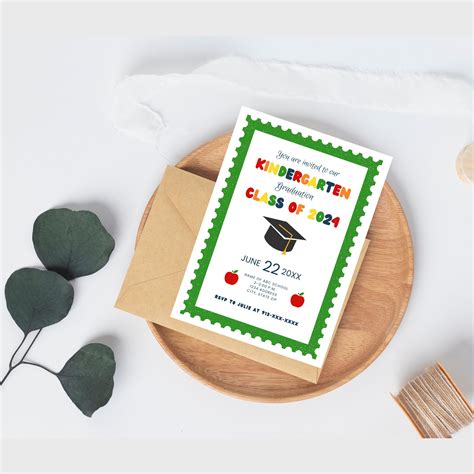 Editable Preschool Graduation Invitation Prek Announcement Party