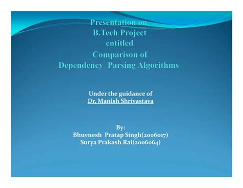 Dependency Parsing Algorithms Analysis Major Project Pdf