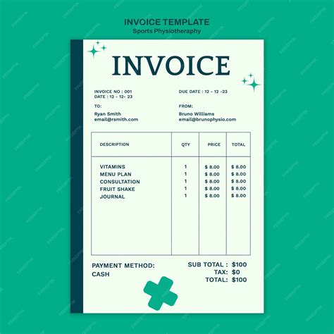 Premium Psd Sports Physiotherapy Invoice Template