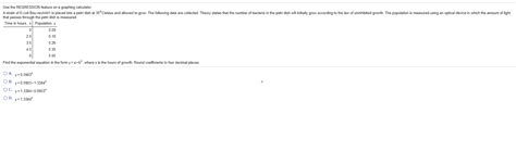 Solved Use The Regression Feature On A Graphing Calculator A