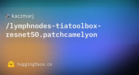 Kaczmarjlymphnodes Tiatoolbox Resnet50patchcamelyon · Hugging Face