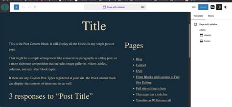 Missing Sidebars Full Site Editing