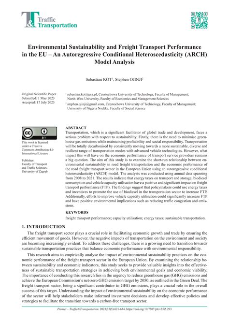 Pdf Environmental Sustainability And Freight Transport Performance In The Eu An
