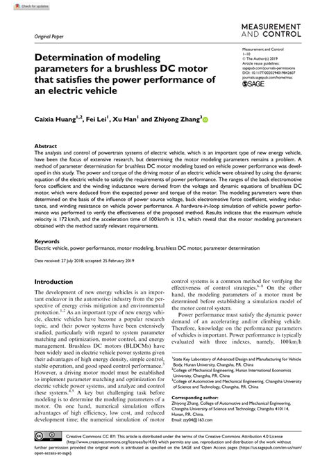 Pdf Determination Of Modeling Parameters For A Brushless Dc Motor That Satisfies The Power
