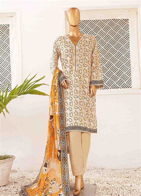 Smpr 0200 3 Piece Printed Stitched Suit Bin Saeed Fabrics