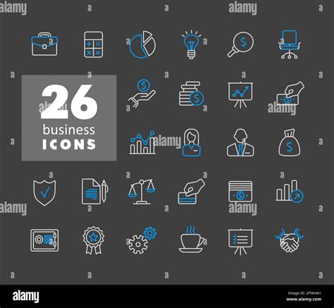 Business And Finance Web Outline Icon Set Graph Symbol For Your Web Site Design Logo App Ui