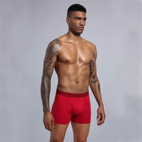 Cotton Solid Dyeing Mens Boxers Sale Manufacturer Red Mens Underwear