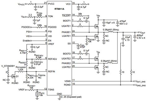Typical 2 Active Phase Configuration For Rt8811a Dual Phase Cot Buck Pwm Controller With Dynamic