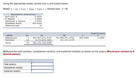 Solved Using The Appropriate Model Sample Size N And