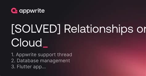 Solved Relationships On Cloud Threads Appwrite