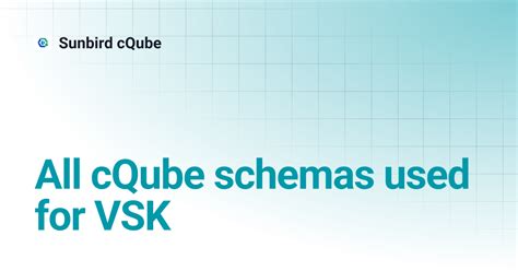 All Cqube Schemas Used For Vsk Sunbird Cqube